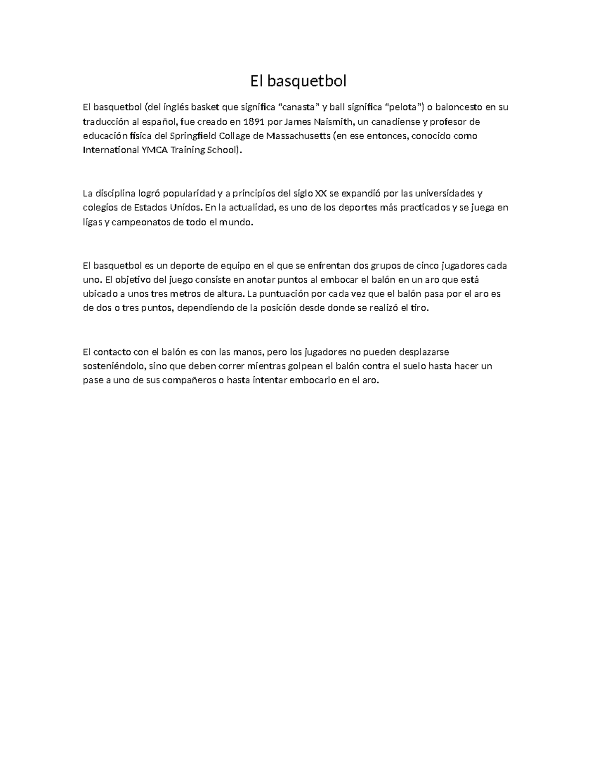 El basquetbol - wearstdyugiokljhg - El basquetbol El basquetbol (del ...