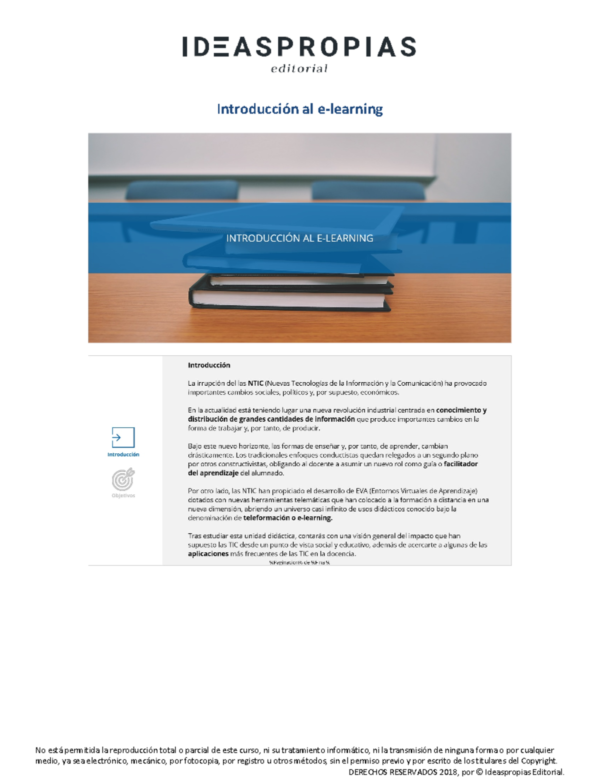 Introduccion a elearning - No está permitida la reproducción total o parcial de este curso, ni ...