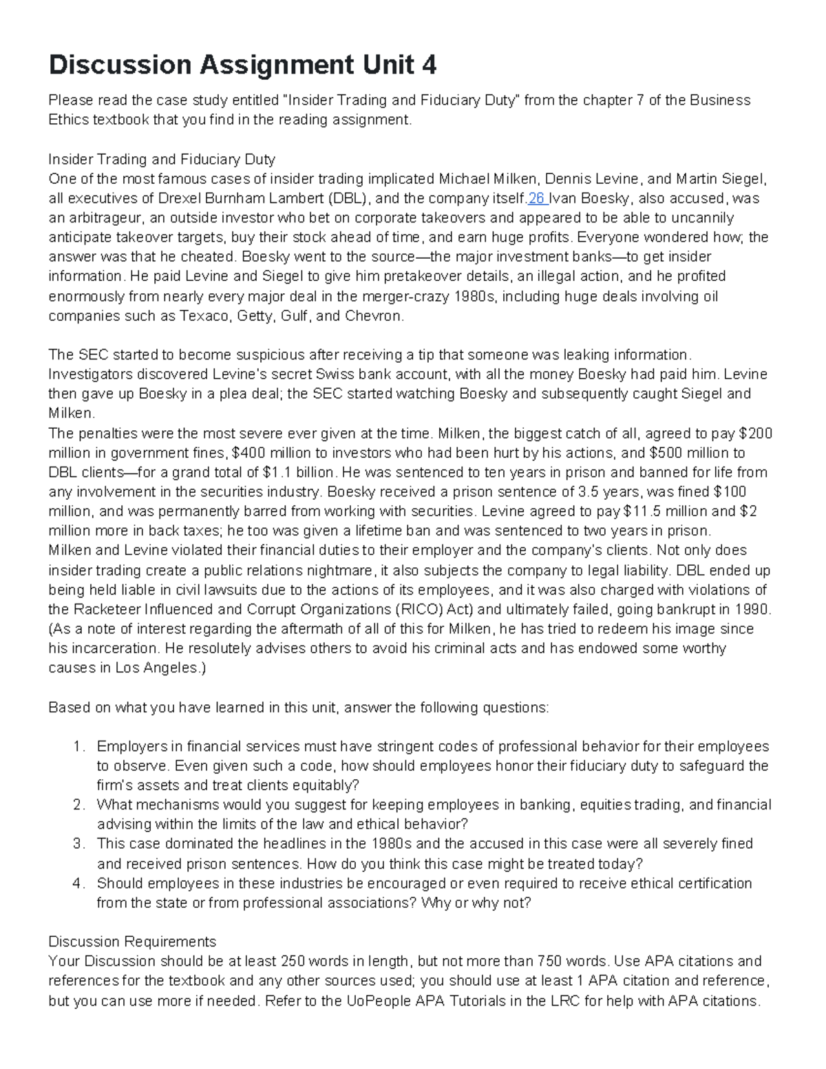 PHIL 1404-01 - AY2025-T1 Ethics and Social Responsibility Unit 4 Discussion Assignment ...