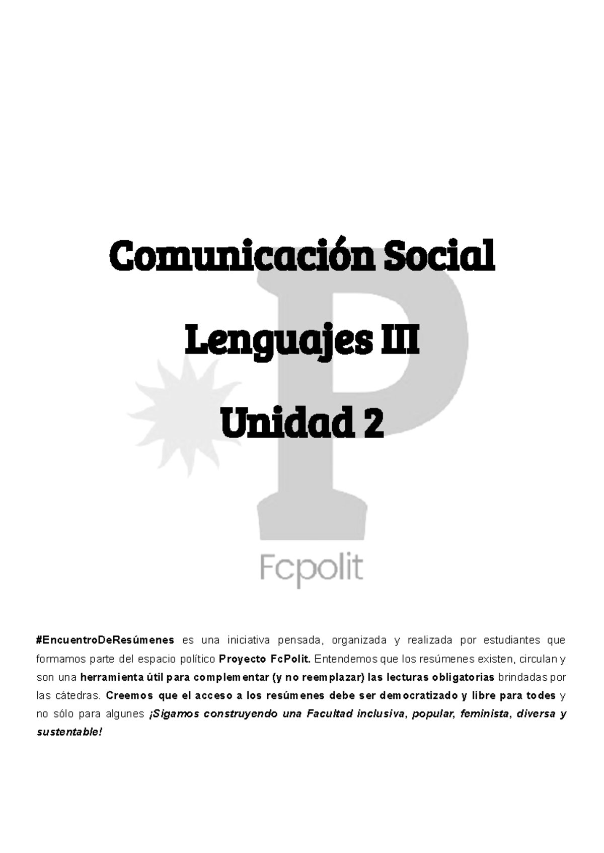 Lenguajes III U2 - ... - Comunicación Social Lenguajes III Unidad 2 # ...