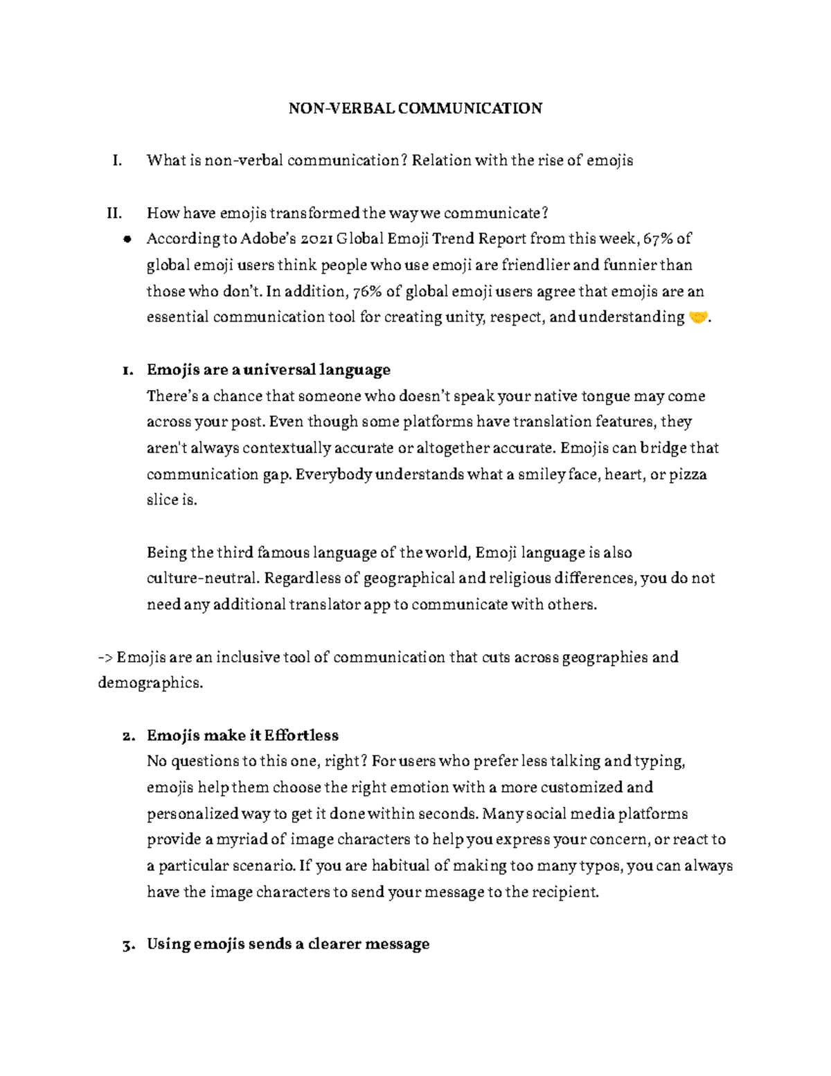 NON- Verbal Communication - NON-VERBAL COMMUNICATION I. What is non ...