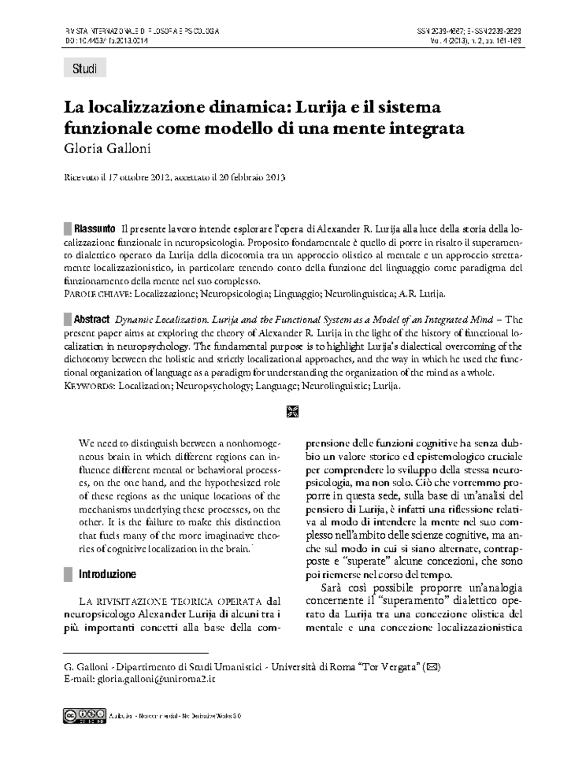 Saggio di Lurija sulla storia sociale dei processi cognitivi - RIVISTA ...