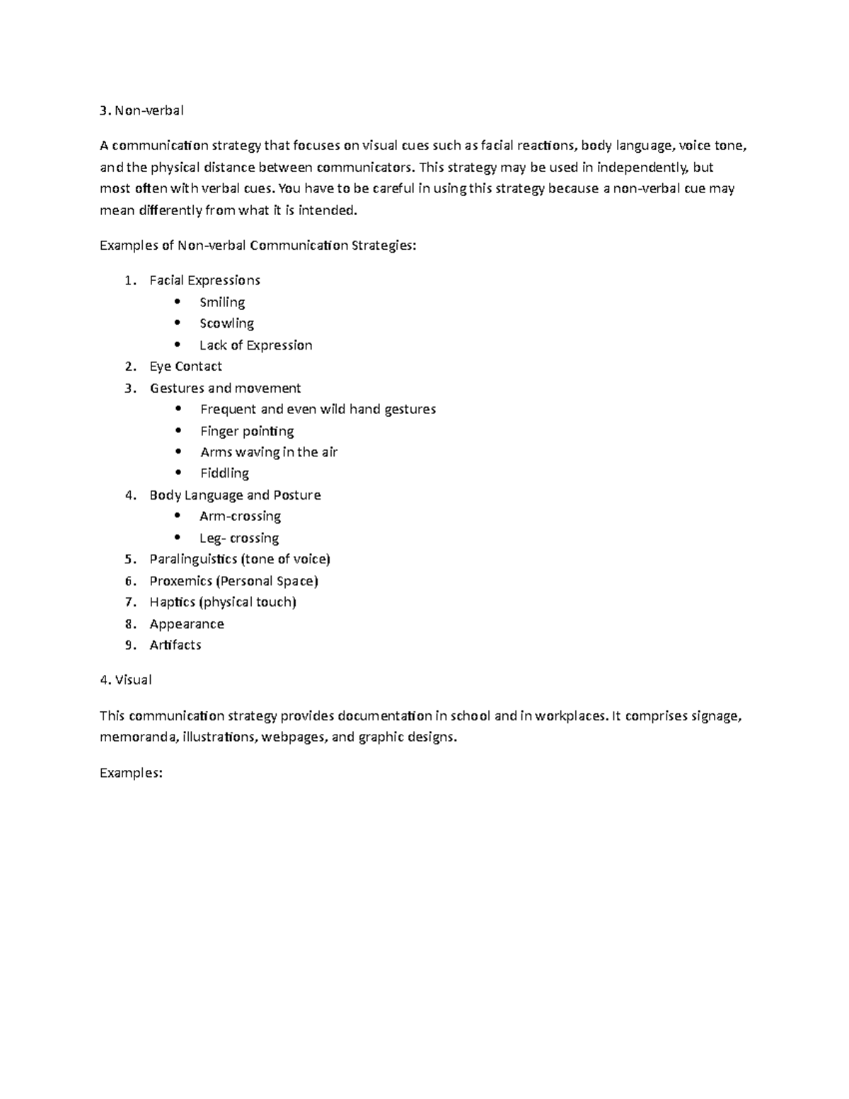 non-verbal & visual communication - Non-verbal A communication strategy ...