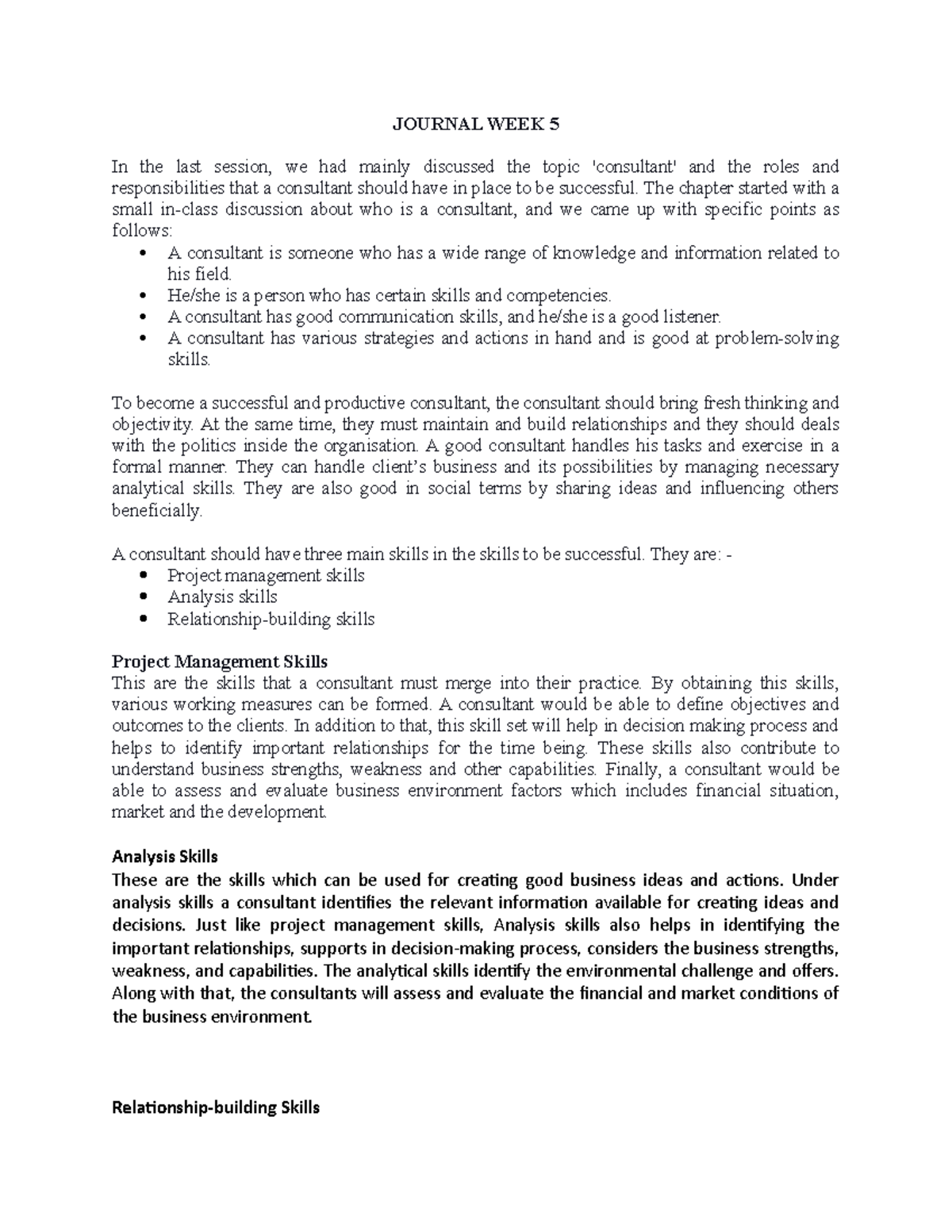 Journal WEEK 5 capestone - JOURNAL WEEK 5 In the last session, we had ...