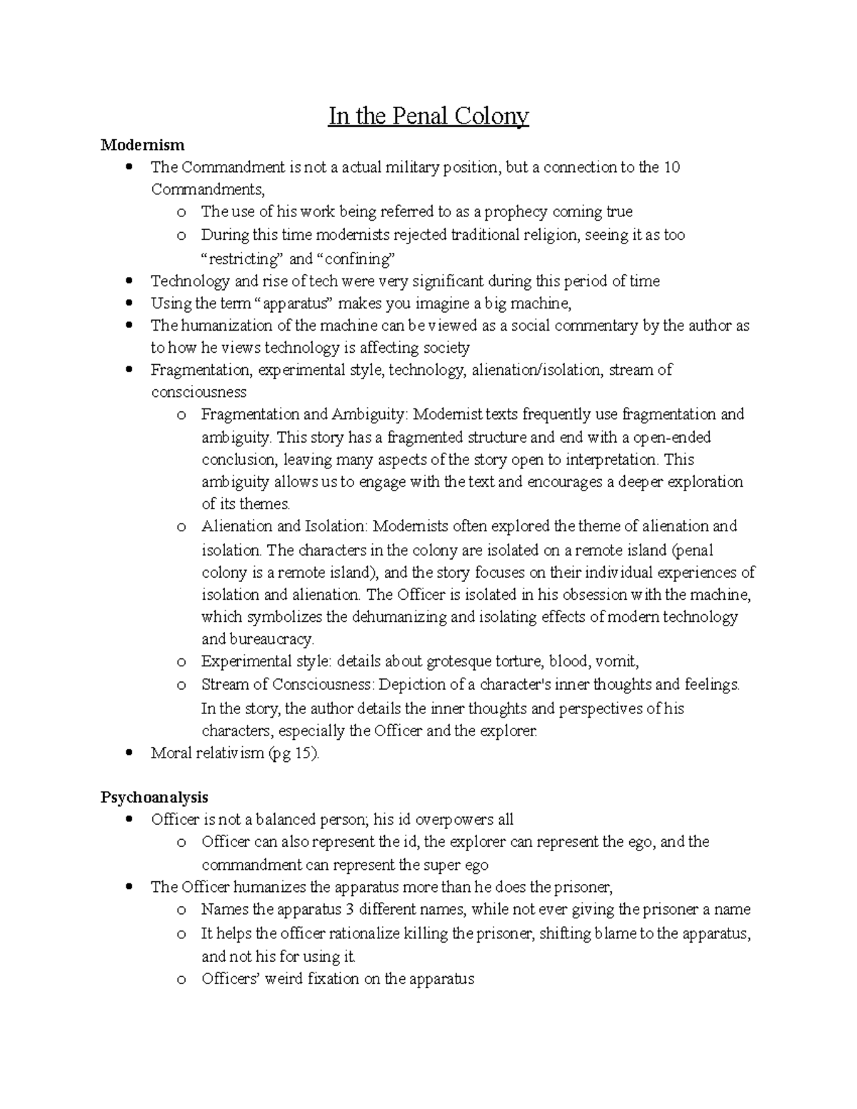 In the Penal Colony - In the Penal Colony Modernism The Commandment is ...