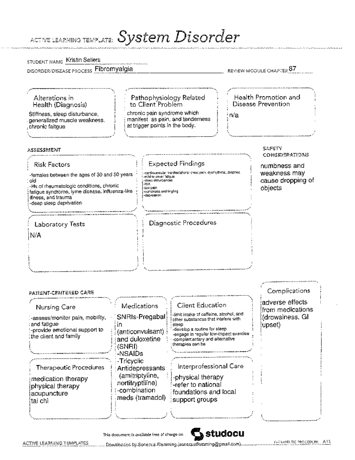 Fibro - system disorder - v01 - Studocu