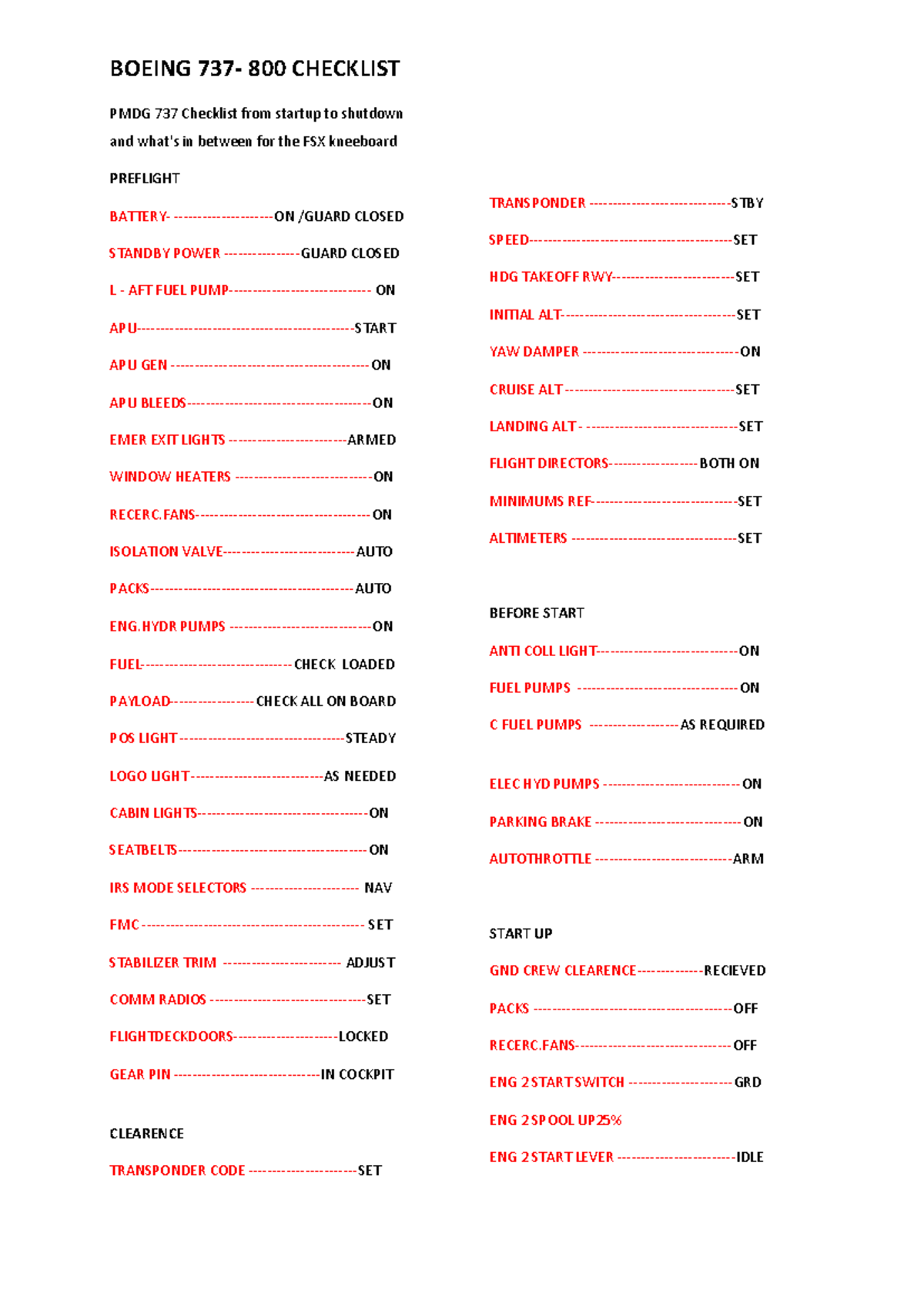 Unknown - Ayuda de ejércitos - BOEING 737- 800 CHECKLIST PMDG 737 ...