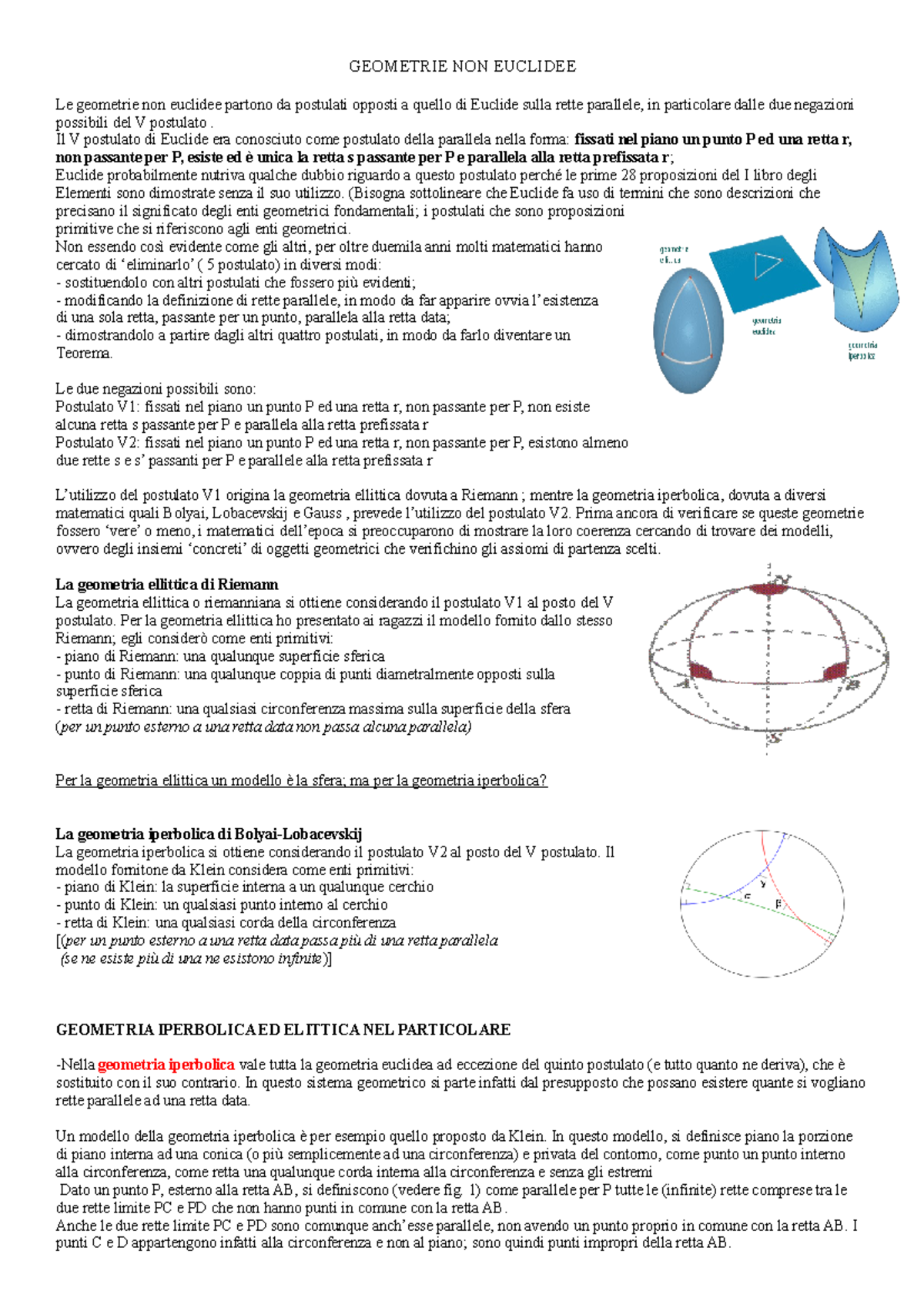 Geometrie NON Euclidee educazione civica - GEOMETRIE NON EUCLIDEE Le ...
