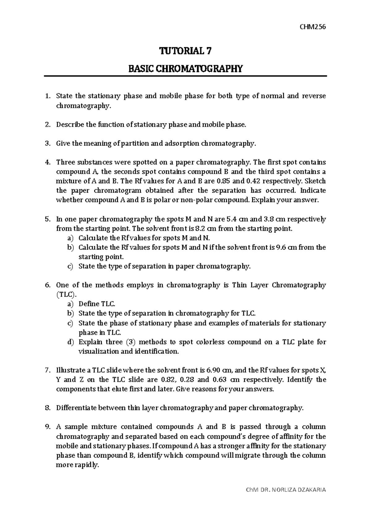 CHM256 Chapter 7 - NOTES - CHM ChM DR. NORLIZA DZAKARIA TUTORIAL 7 ...