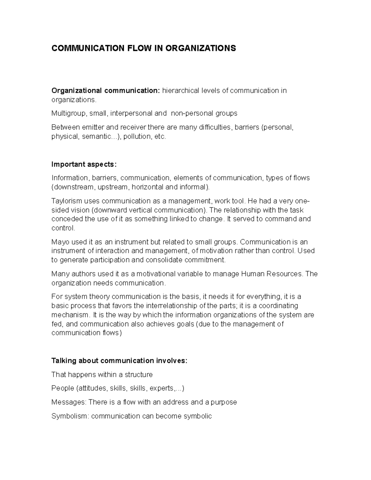 Communication Flow In Organizations Communication Flow In