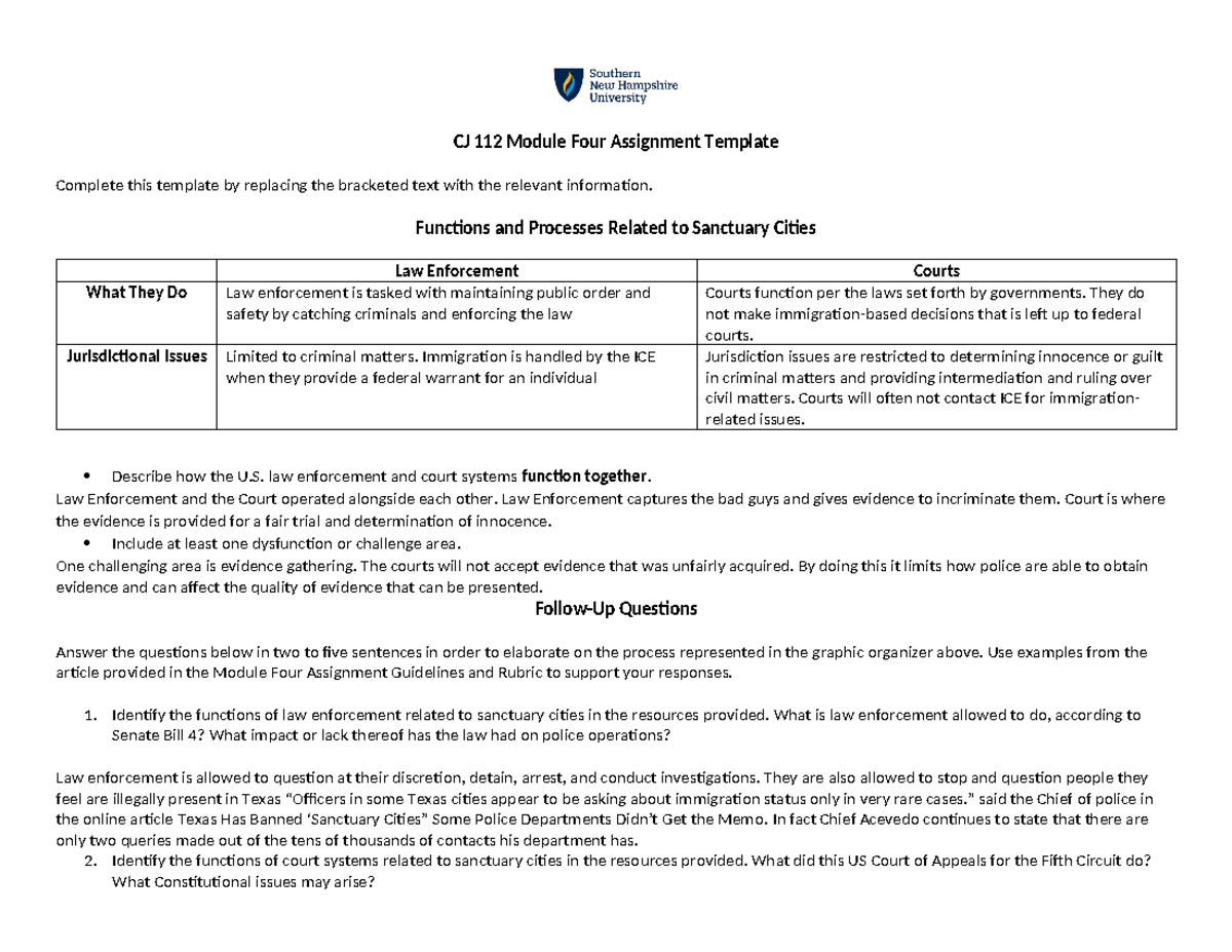 CJ 112 Module Four Assignment Template - CJ 112 Module Four Assignment ...