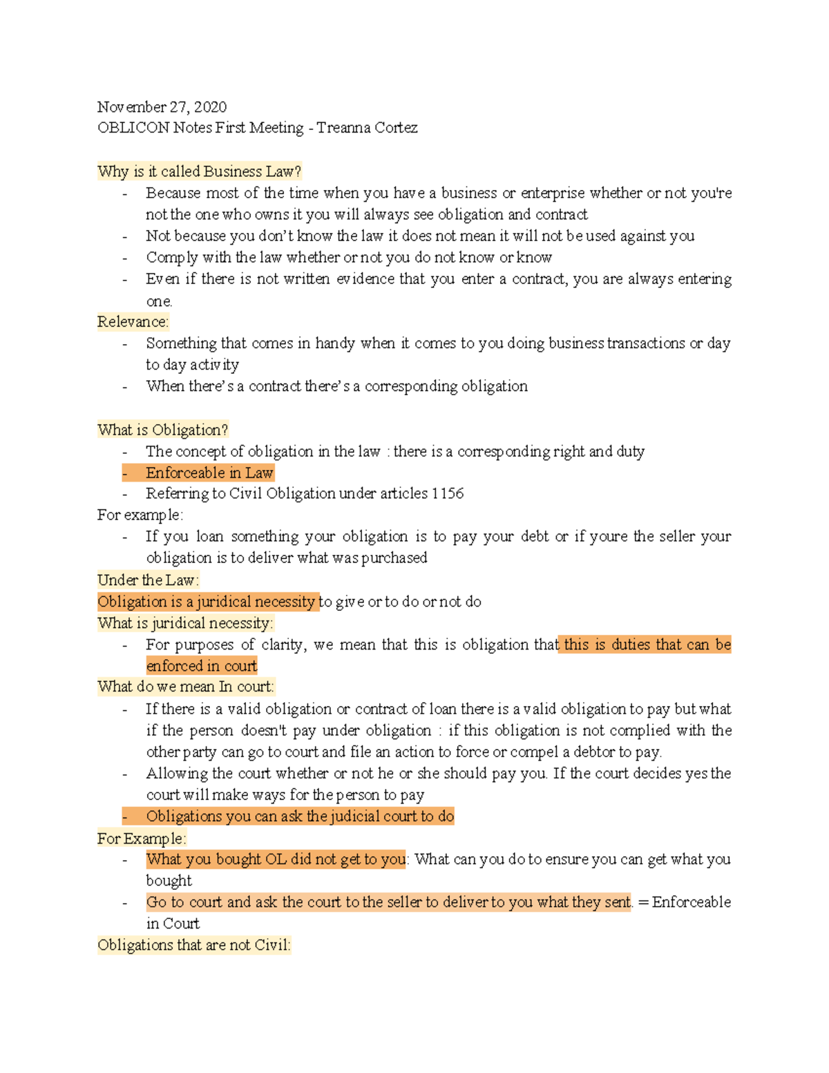 Oblicon Lecture Notes tre - November 27, 2020 OBLICON Notes First ...