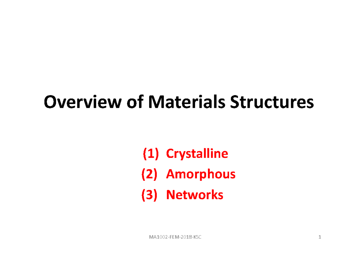 4-Structure of Materials - Overview of Materials Structures (1 ...