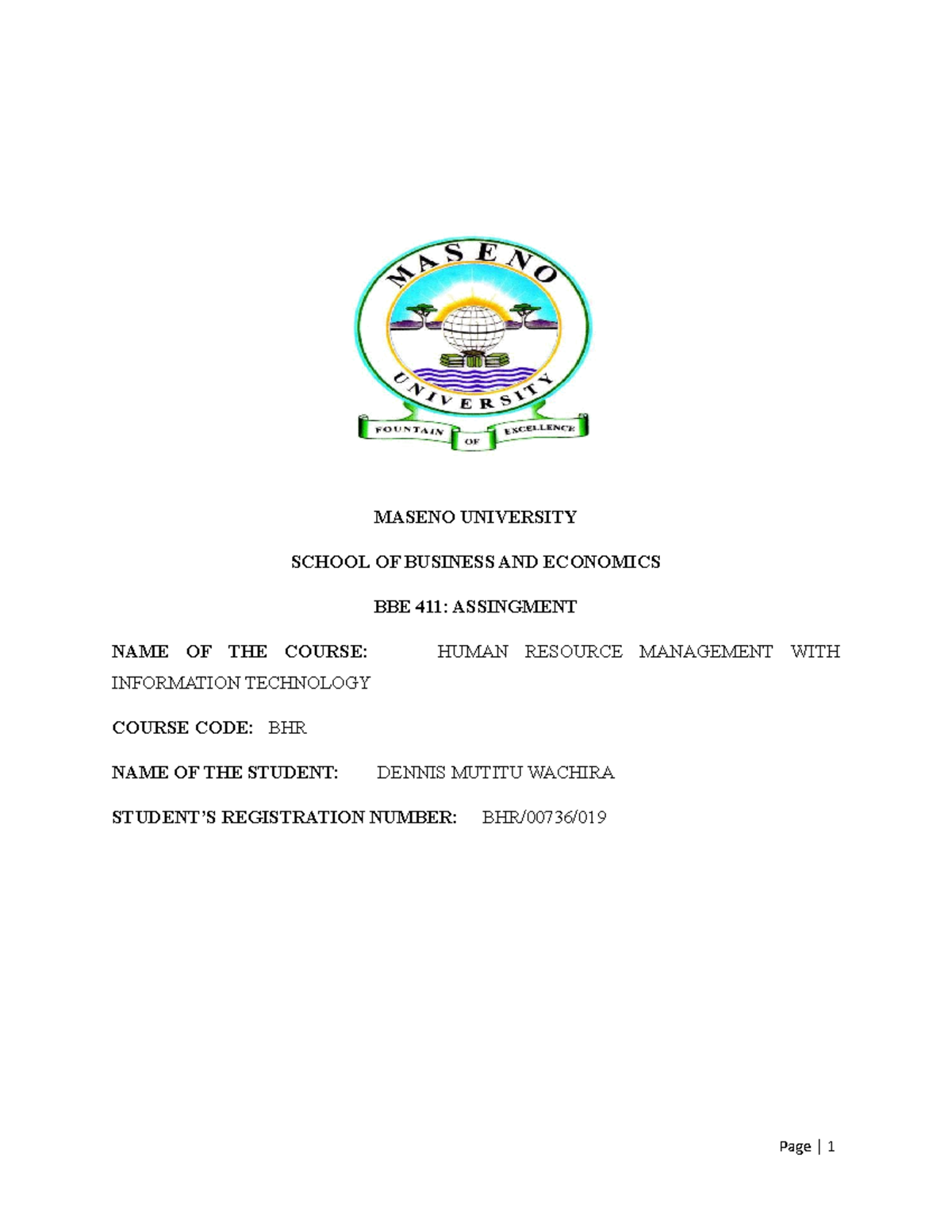 Bbe asingo - The above document is an assignment to assess my progress ...