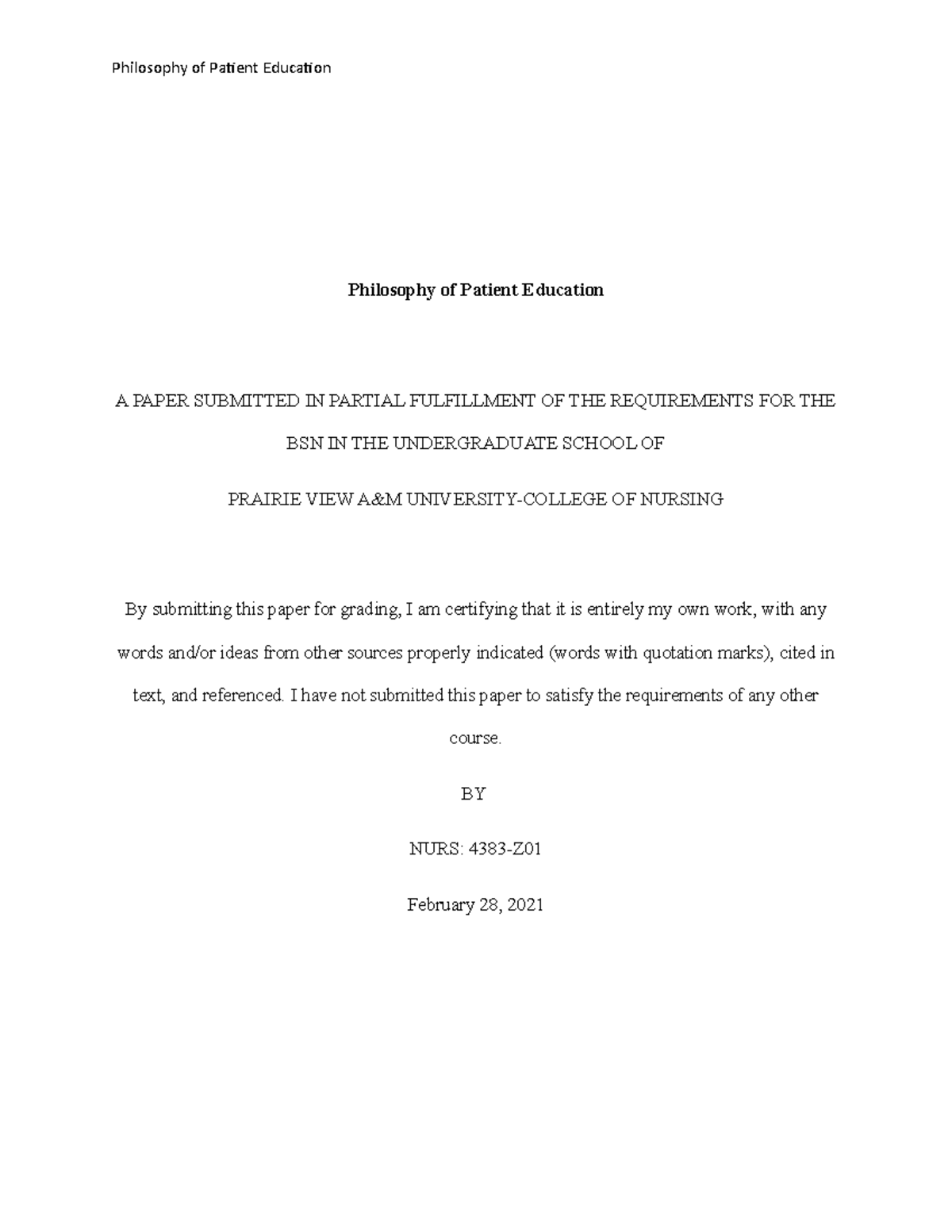 Philosophy of Health Education - Philosophy of Patient Education A ...