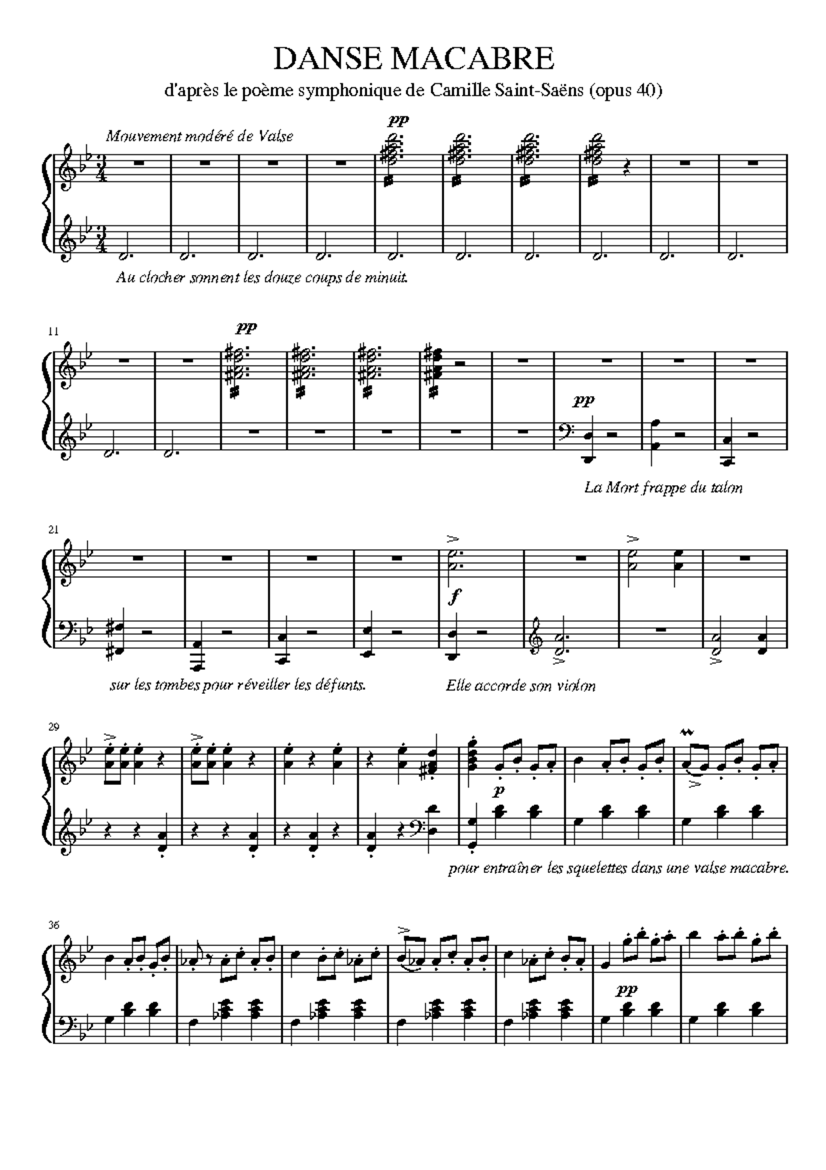 Danse macabre Saint-Saens piano - d'après le poème symphonique de ...