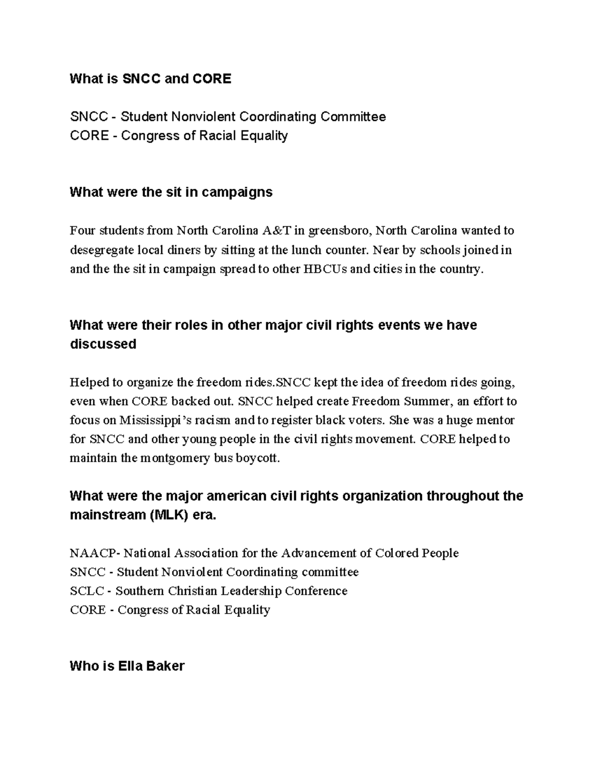 AASP final spring 2018 - What is SNCC and CORE SNCC - Student ...