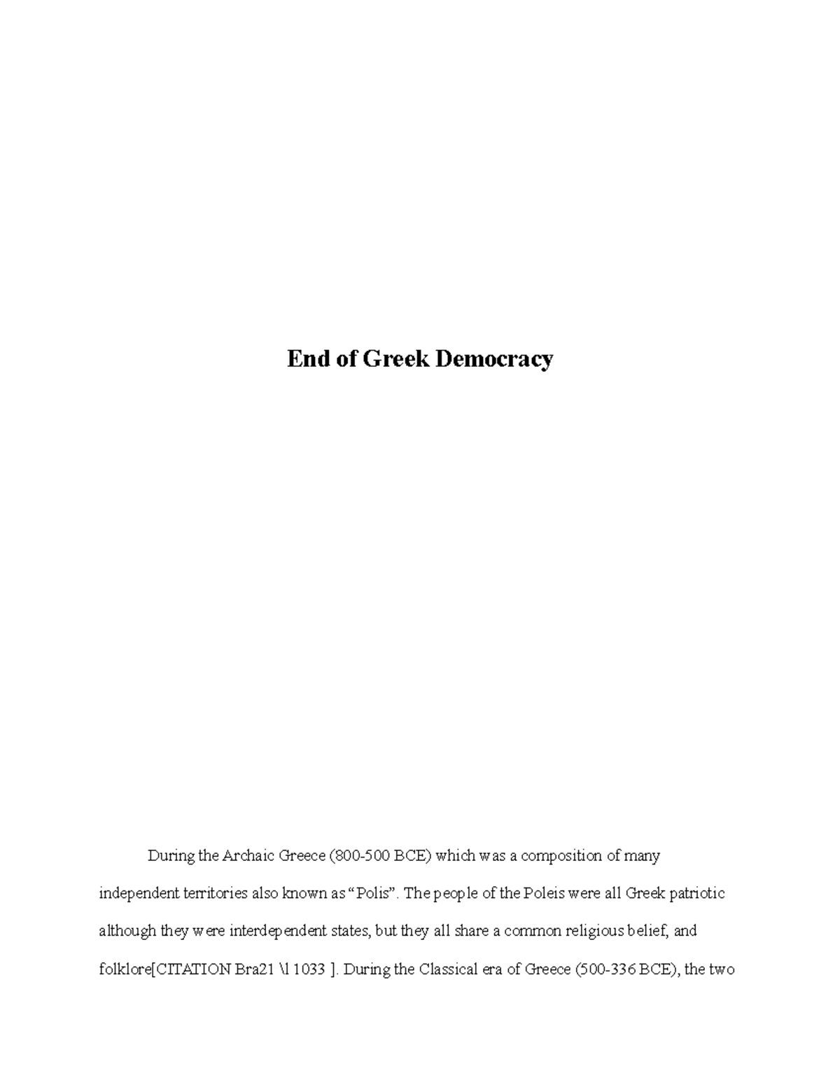 Journal 1 - Study - End of Greek Democracy During the Archaic Greece ...