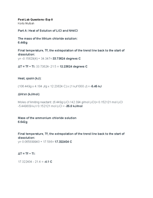 Experiment 2 Post Lab questions - Cynthia Klingensmith Experiment 02 ...