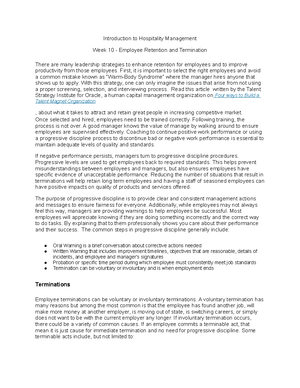 Introduction of Hospitality Management Week 6 Assignment 6 - Tiya S ...