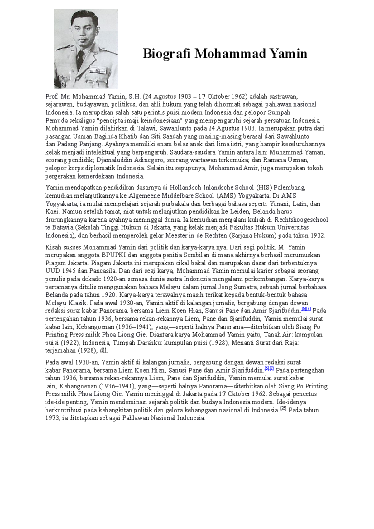 Biografi Mohammad Yamin Faiq dan dimas - Biografi Mohammad Yamin Prof ...