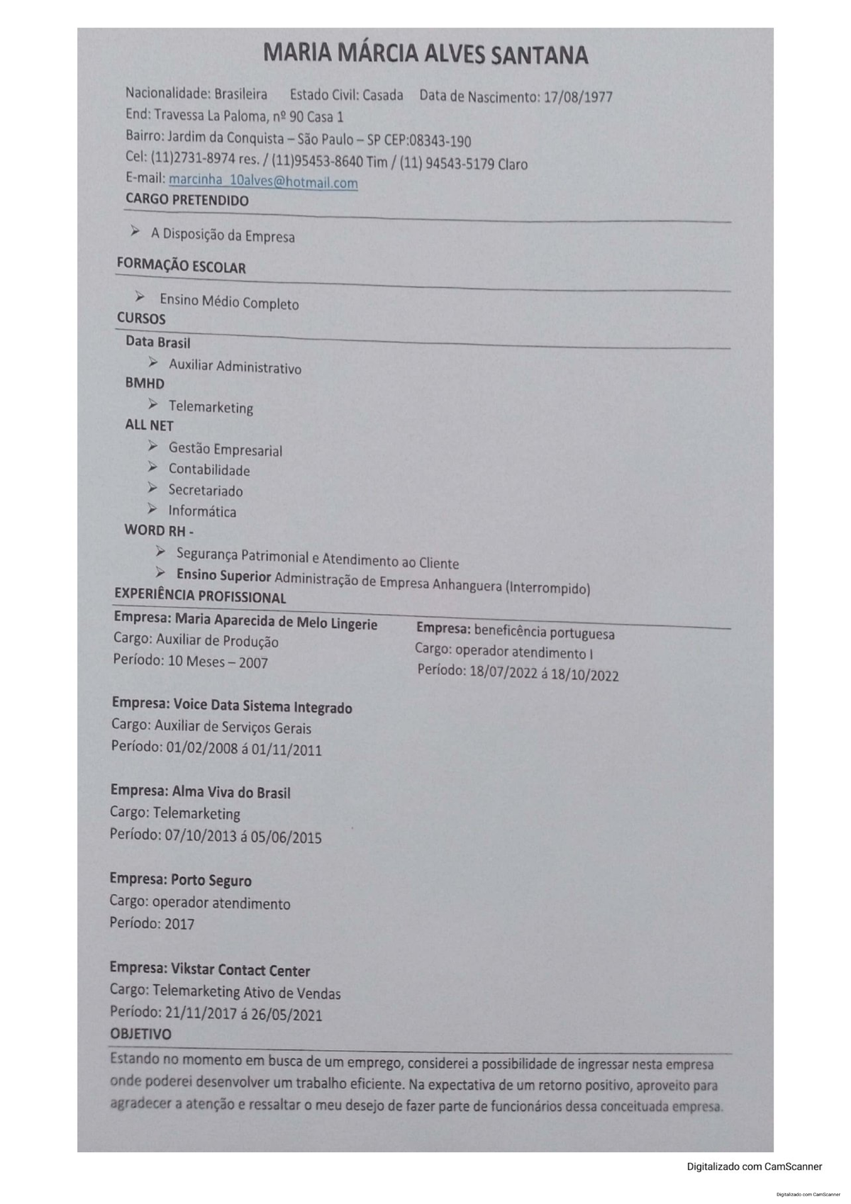 Cv maria - hvnn - Psicologia - Studocu