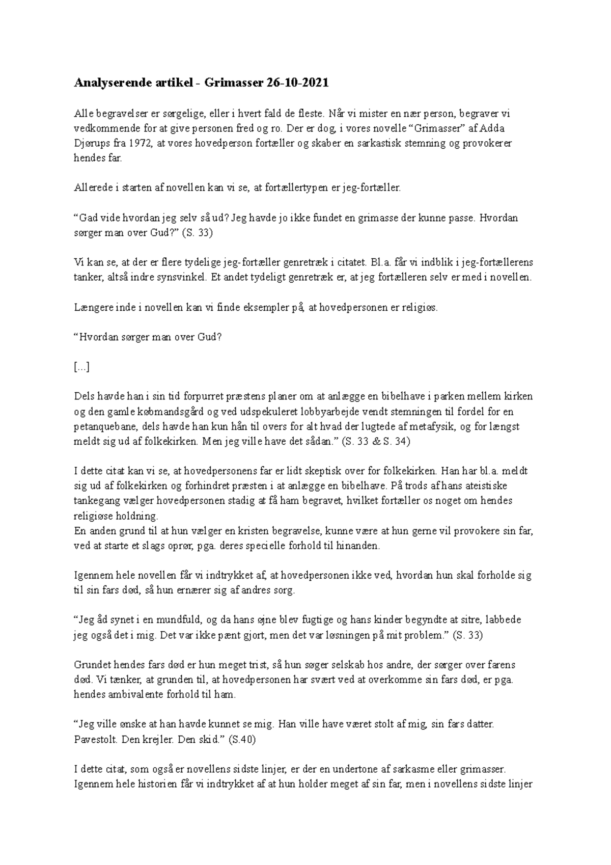 Analyserende artikel - Grimasser 26-10-2021 - History, Society, and ...