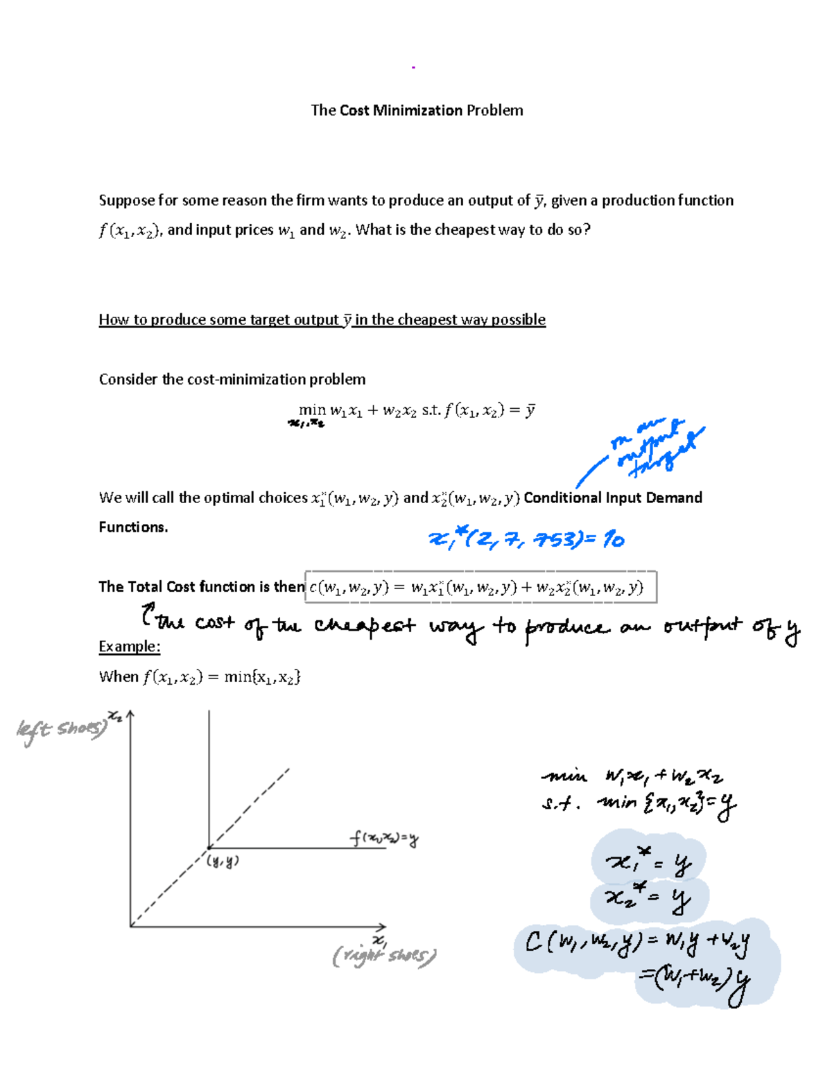 Slide 14 Professor Notes The Cost Minimization Problem Suppose For