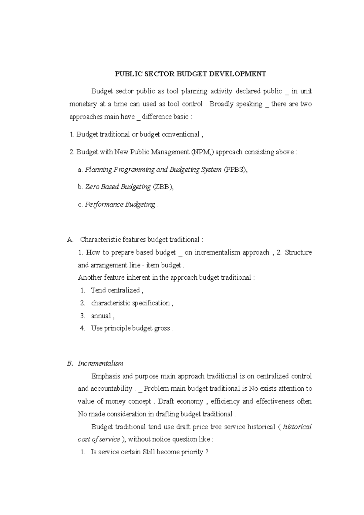 Public Sector Budget Development - PUBLIC SECTOR BUDGET DEVELOPMENT ...