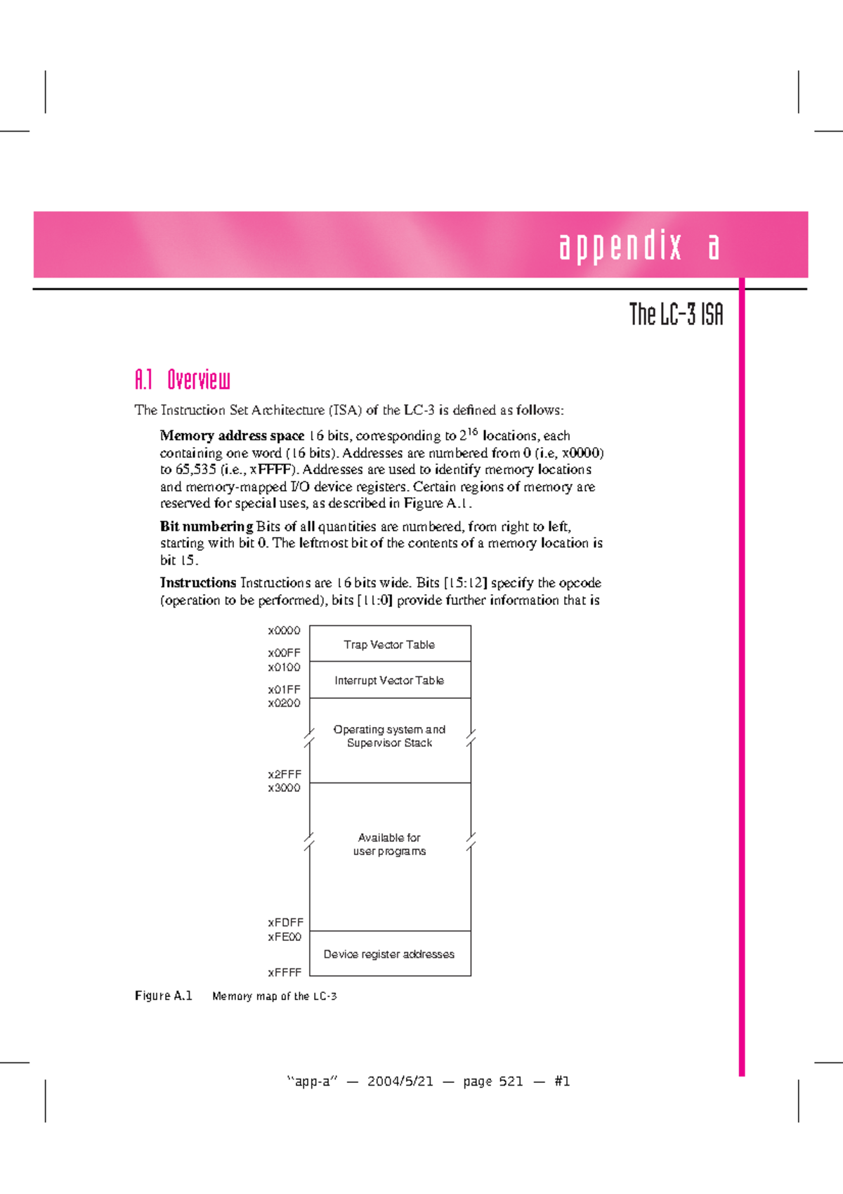 LC3-appx A - aaaa - appendix a The LC-3 ISA A Overview The Instruction ...