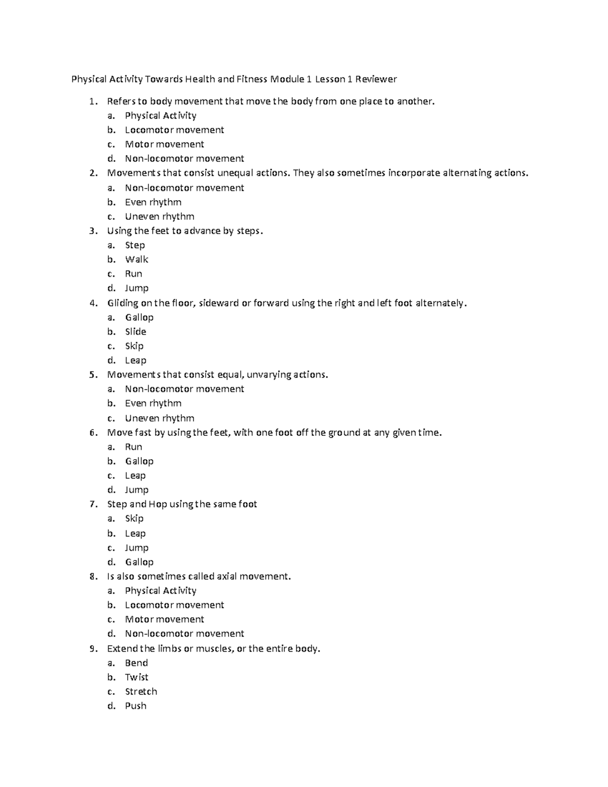 Physical Activity Towards Health and Fitness 3 Module 1 Lesson 1 ...