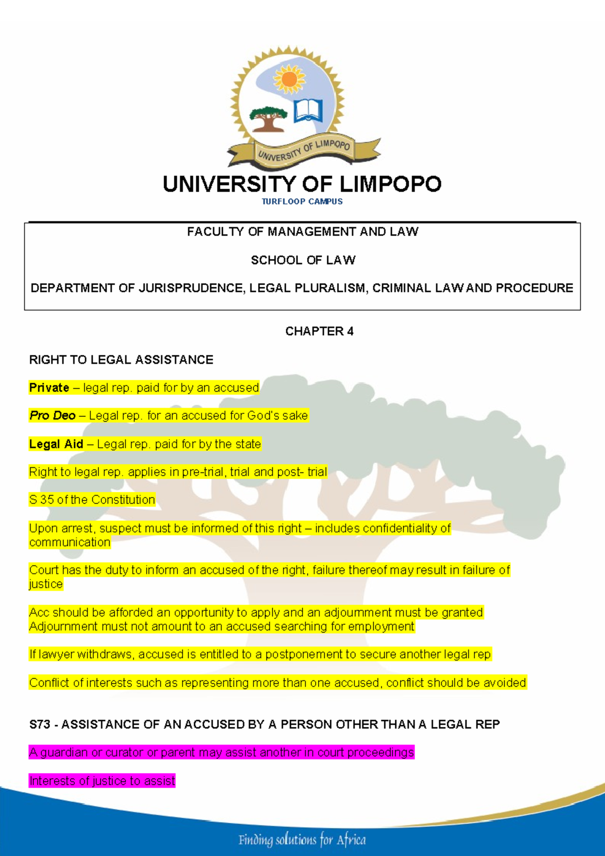 A CJUC 021 BB Chapters 4-5 - UNIVERSITY OF LIMPOPO TURFLOOP CAMPUS ...