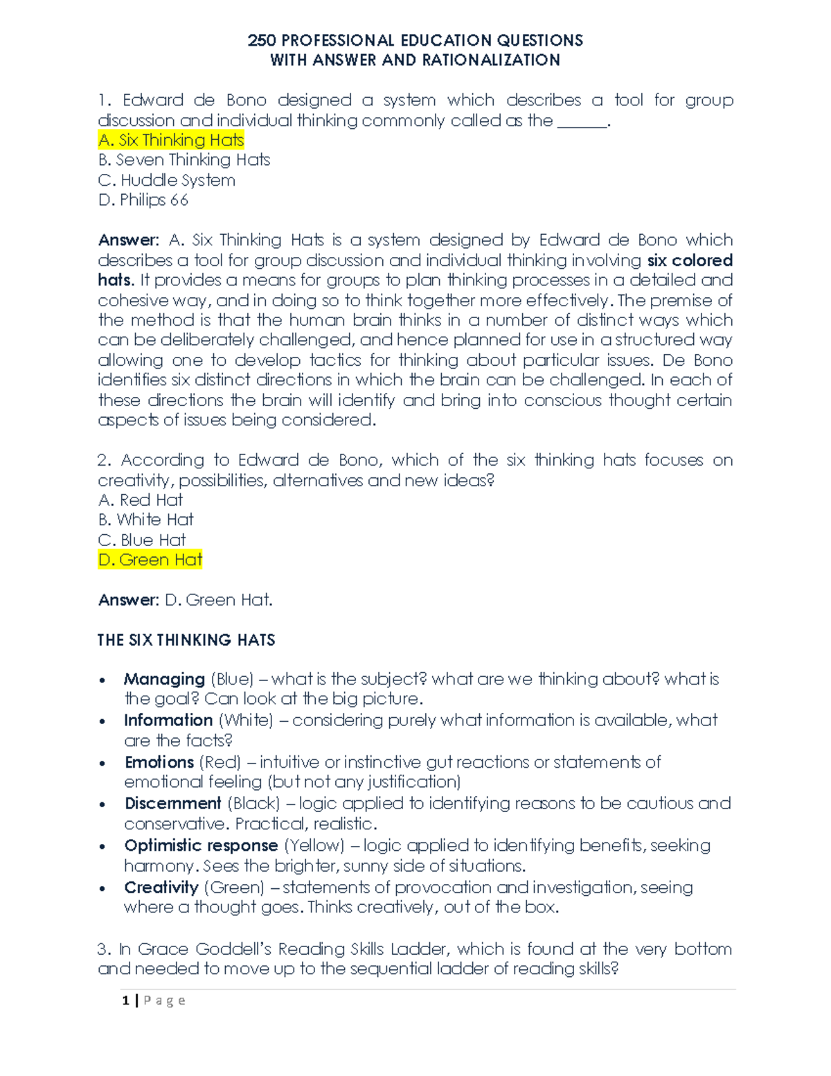 250 items Prof Ed-RB-2020 with Comprehensive Rationalization - 250 ...