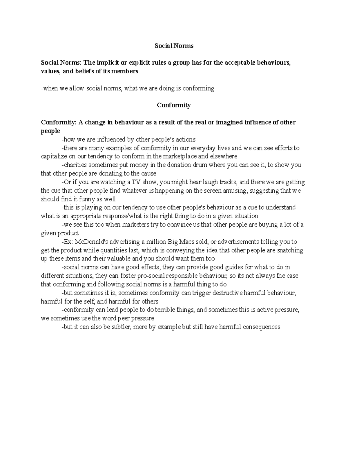 Conformity Compliance Obedience- Social Influence - Social Norms Social ...