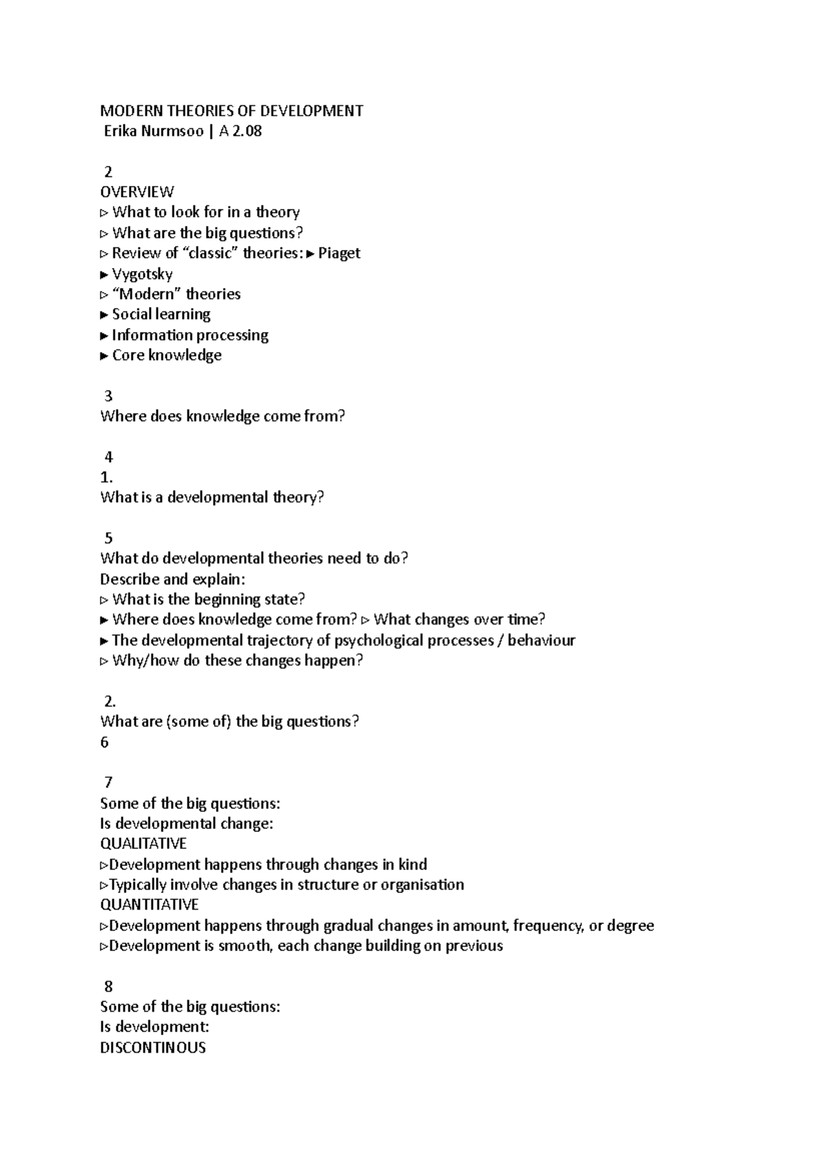 Modern Theories OF Development - MODERN THEORIES OF DEVELOPMENT Erika ...
