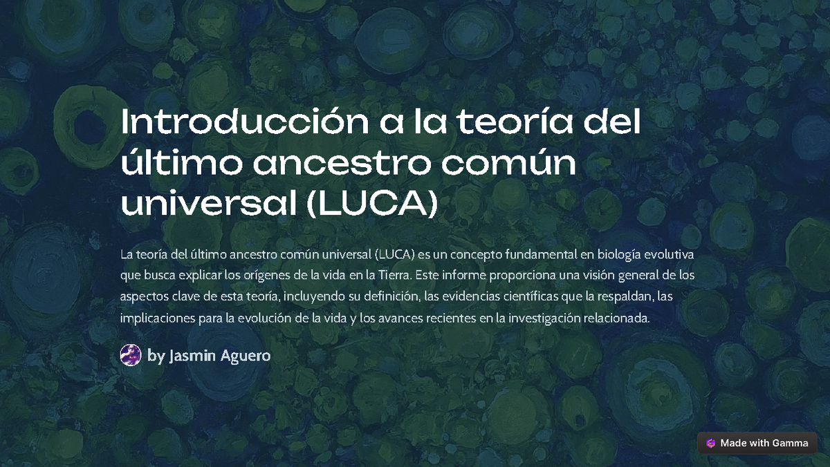 Introduccion a la teoria del ultimo ancestro comun universal LUCA - Introducción a la teoría del ...