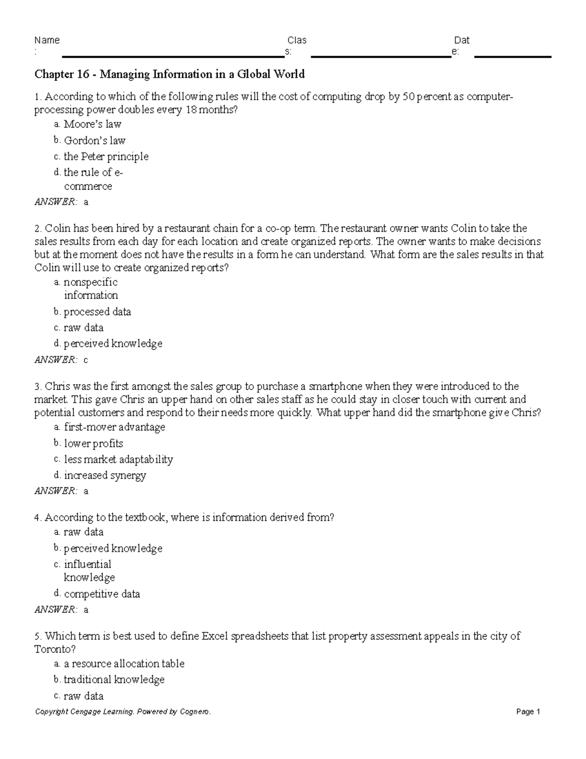 Chapter 16 Managing Information in a Global World - : s: e: Chapter 16 ...