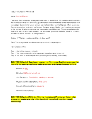 Module 6 Nonverbal Communication Worksheet - Module 6: Nonverbal ...