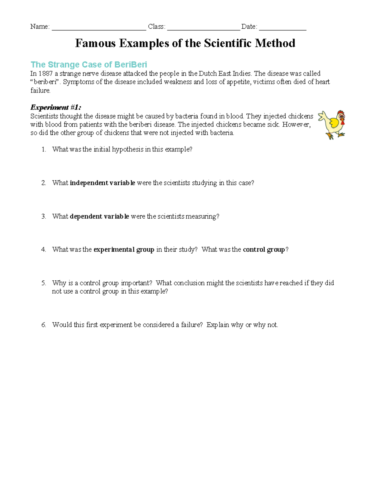 Famous Examples of the Scientific Method - Name ...