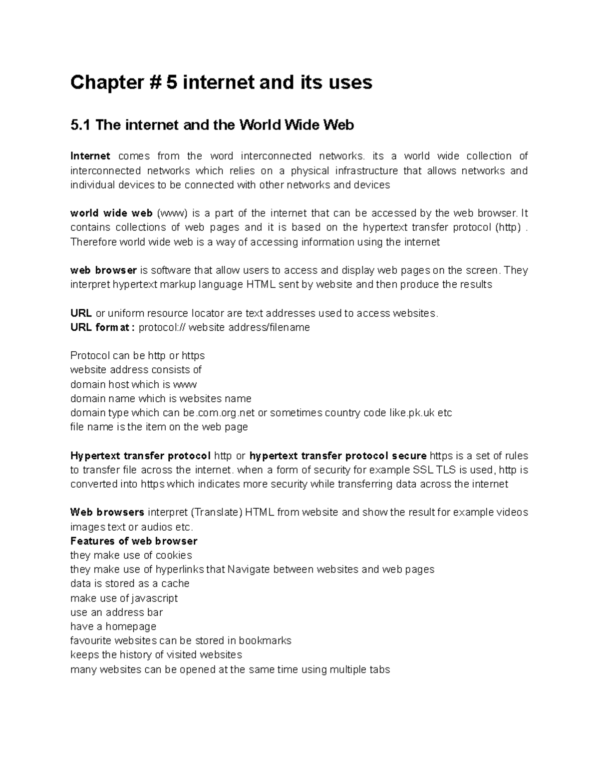 Chapter # 5 internet and its uses - Chapter # 5 internet and its uses 5 ...