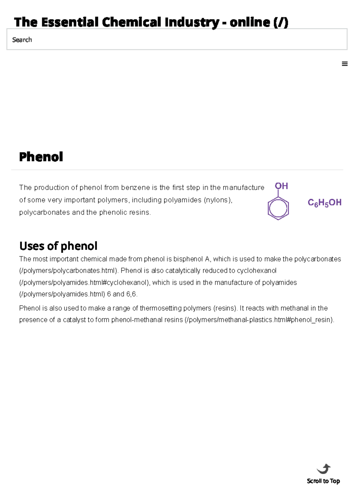 Phenol - Lectures Notes from professor. - The Essential Chemical ...