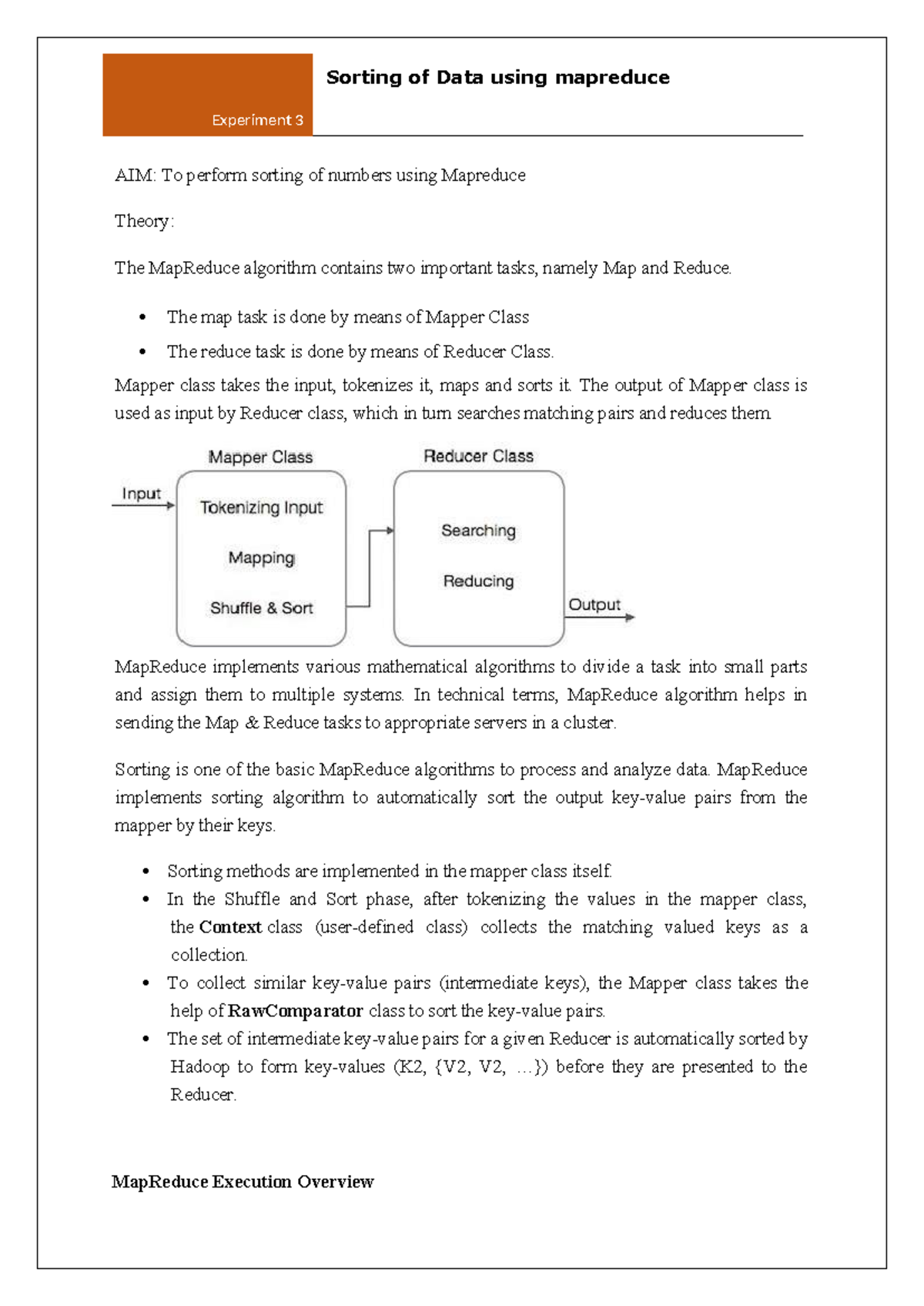Exp-4 -Sorting of DAta - this is practical - Experiment 3 Sorting of Data using mapreduce AIM ...