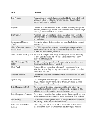 D075 IT Management Notes - UNIT 2 Manager Roles: CIO: decision makers ...