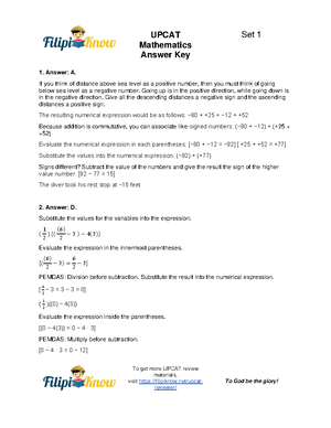 Upcat Science Practice Questions Set 1 - Practice Questions Set 1 To get more UPCAT review - Studocu
