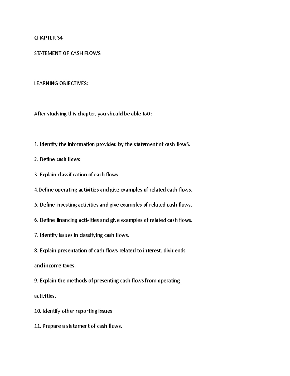 Chapter 34 STATEMENT OF CASH FLOW - CHAPTER 34 STATEMENT OF CASH FLOWS ...