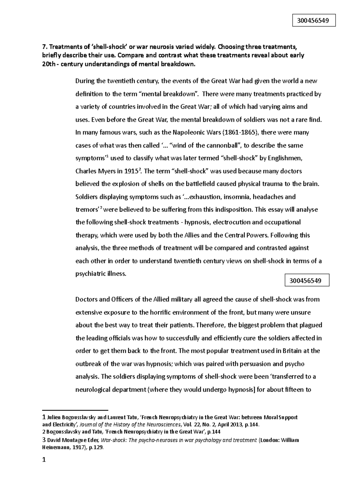 Treatments of shell shock in WWI - Treatments of ‘shell-shock’ or war ...