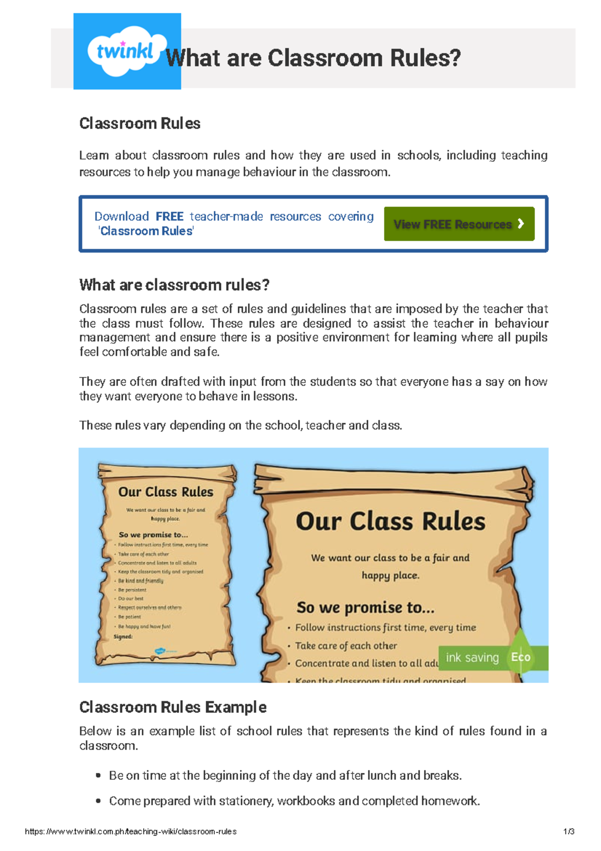 What are Classroom Rules - Behaviour Management - Twinkl - https://w w ...