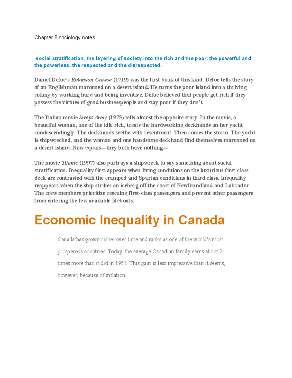 Chapter 8 sociology notes - Chapter 8 sociology notes social ...