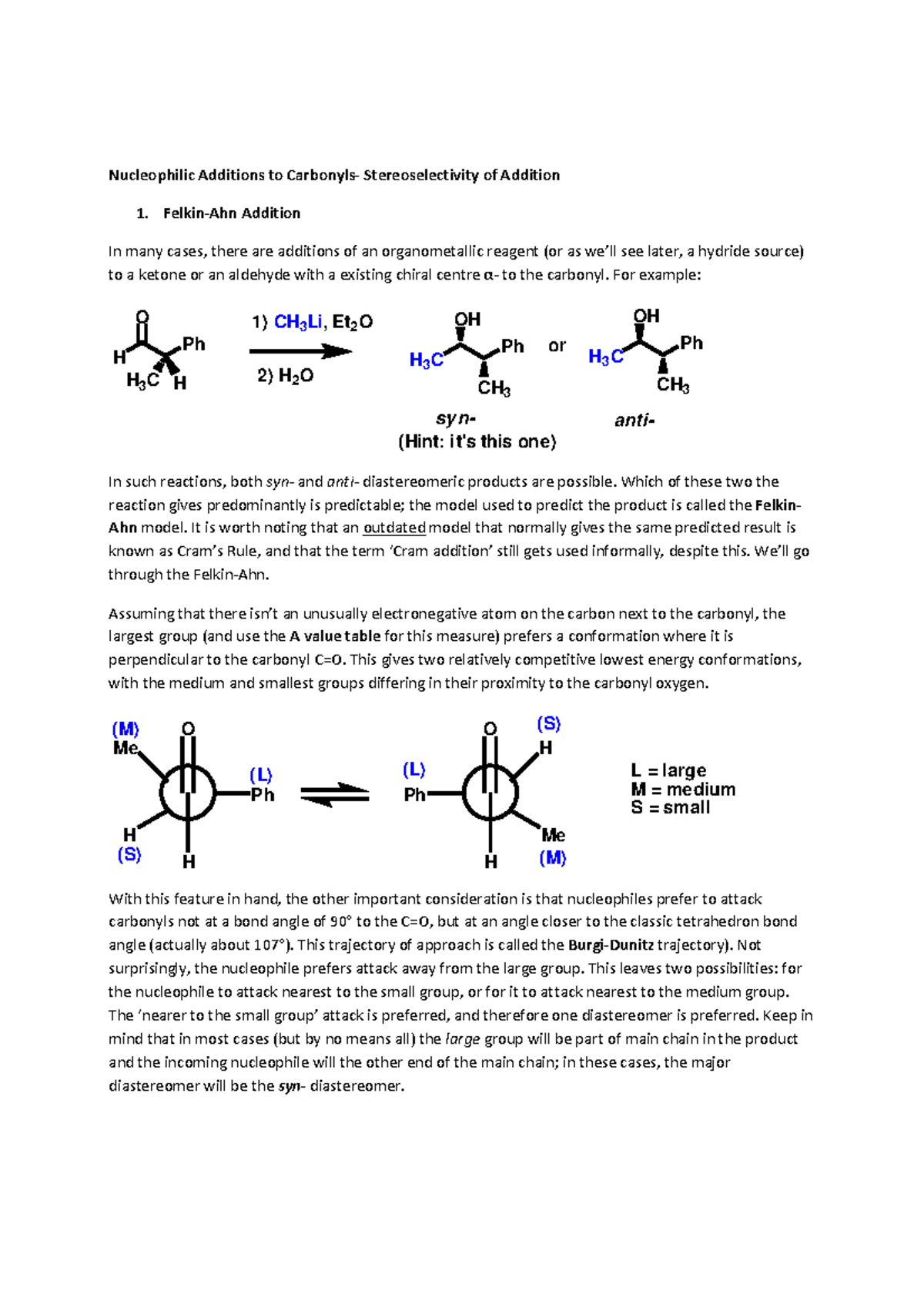 Felkin-ahn and cram chelate - Nucleophilic Additions to Carbonyls ...