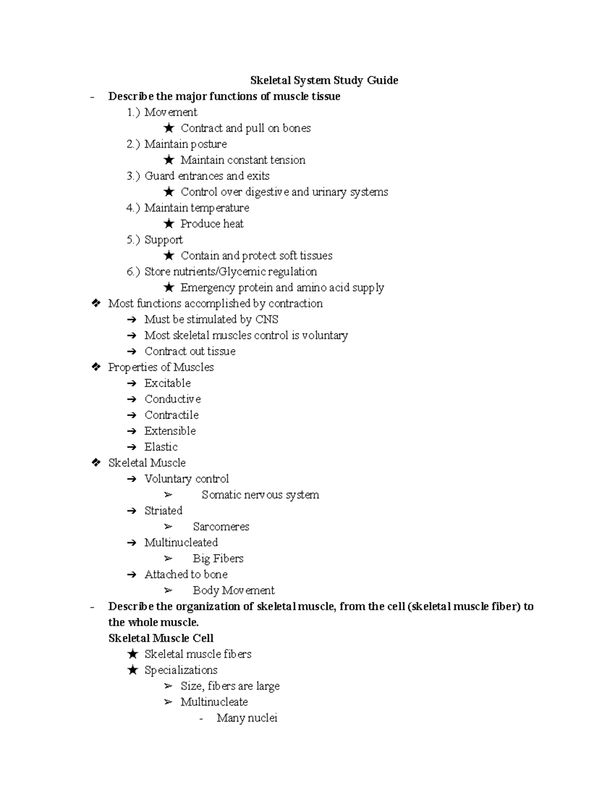 Skeletal system Study guide - **Skeletal System Study Guide Describe ...
